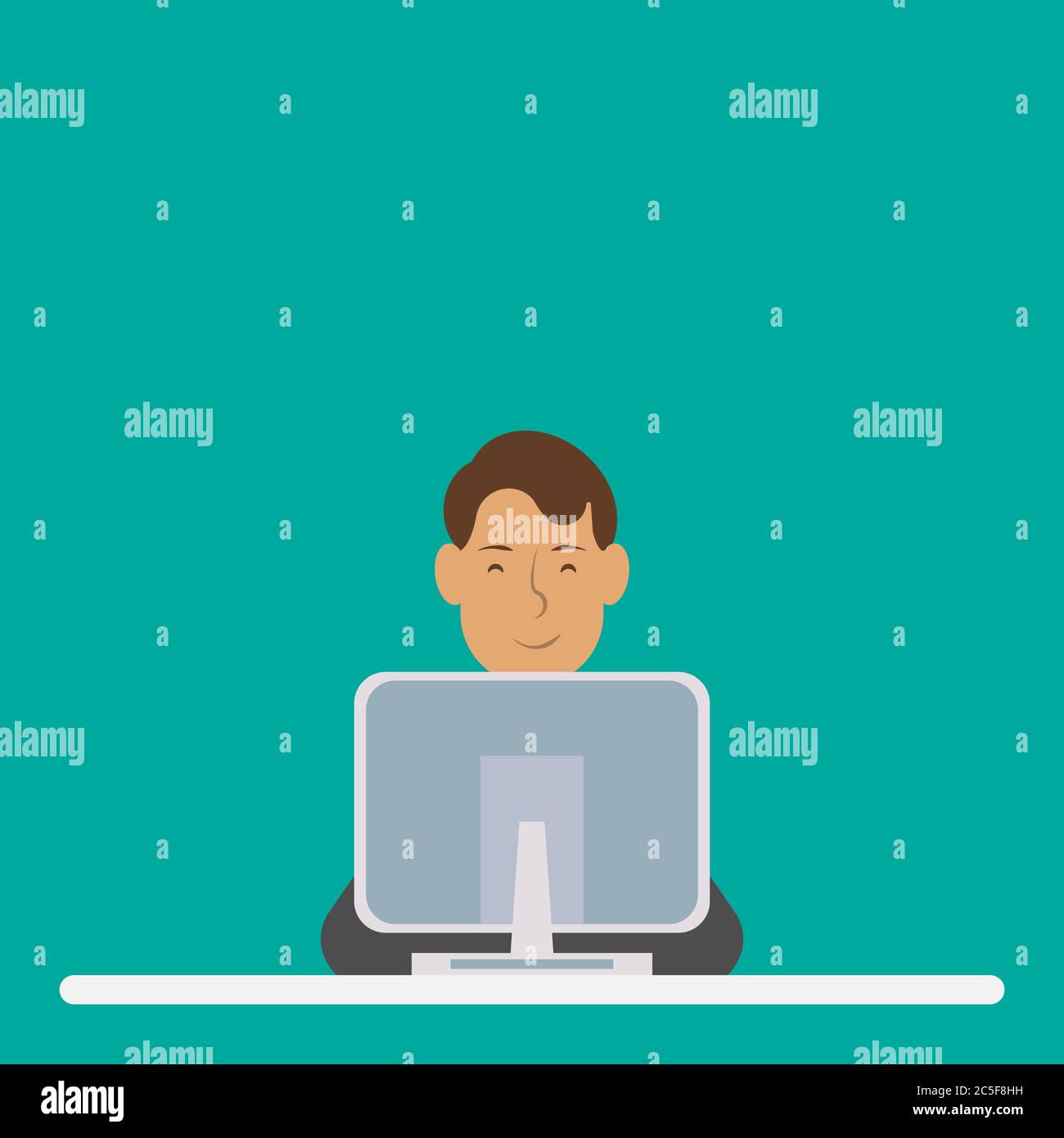 Man sitting computer green screen Stock Vector Images - Alamy