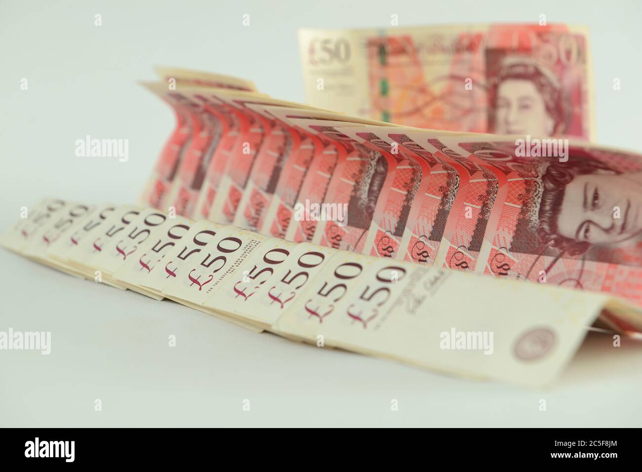 British money Fifty pound note on a white background Stock Photo - Alamy