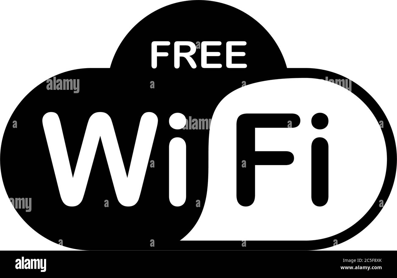 Wi-Fi free wireless internet network connection icon black isolated ...