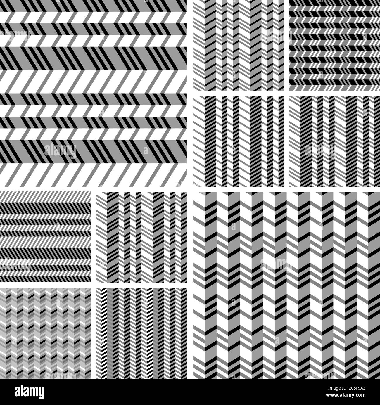 Set of geometrical seamless flat pattern with 3d illusion. Vector ...