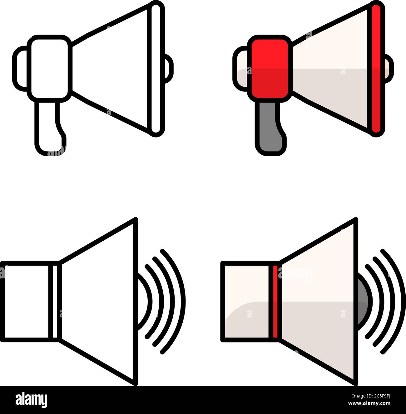 Sound speaker icon set isolated vector illustration in black color ...
