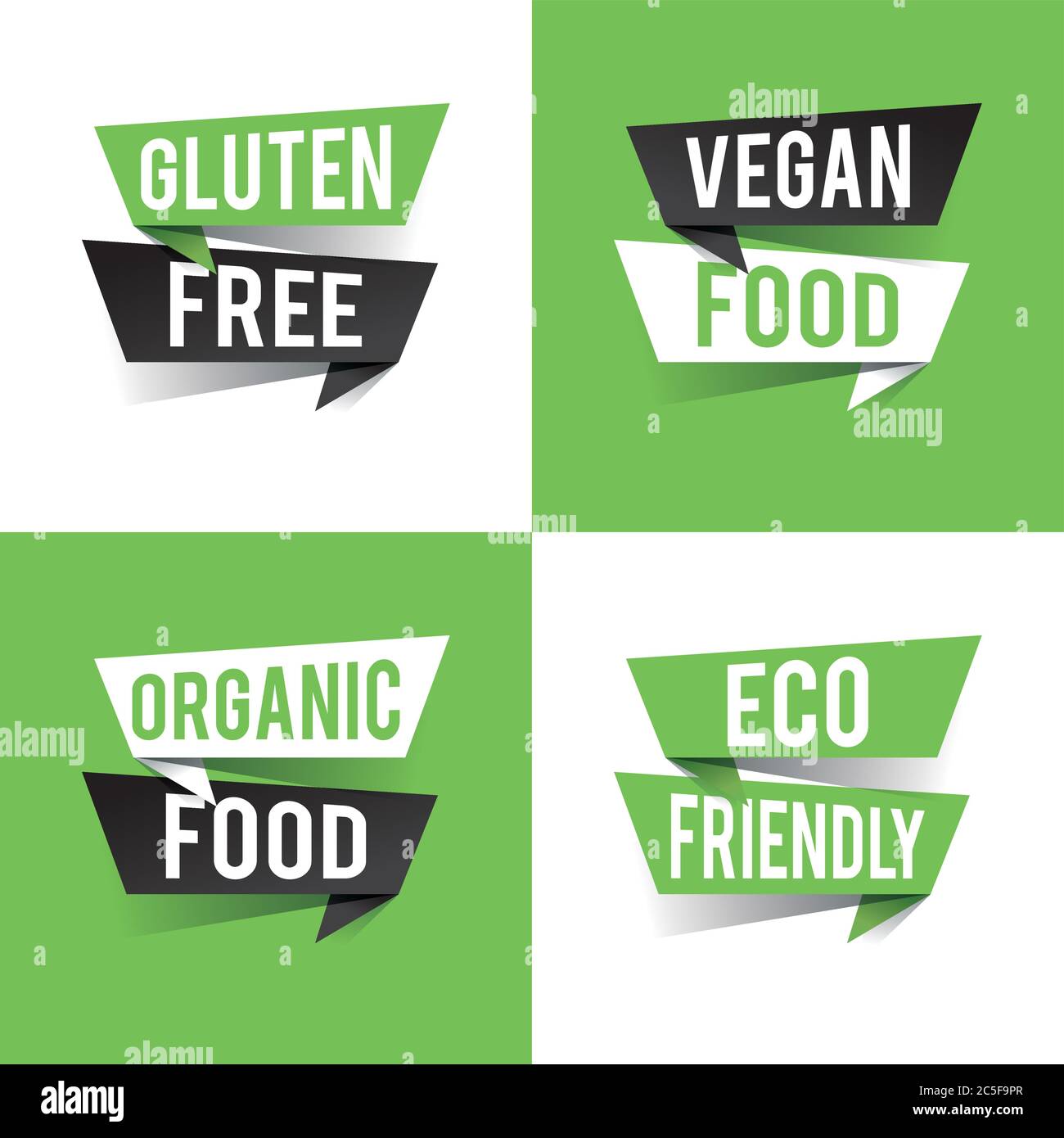 Modern design healthy bio food concept text on speech bubbles. Vector ...