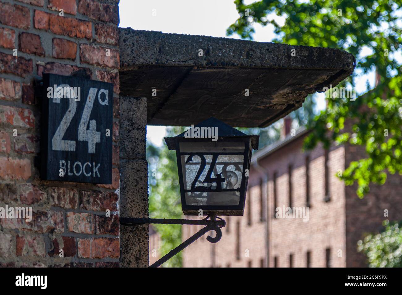 Concentration Camp Auschwitz. Monument against genocide. Entrance to ...