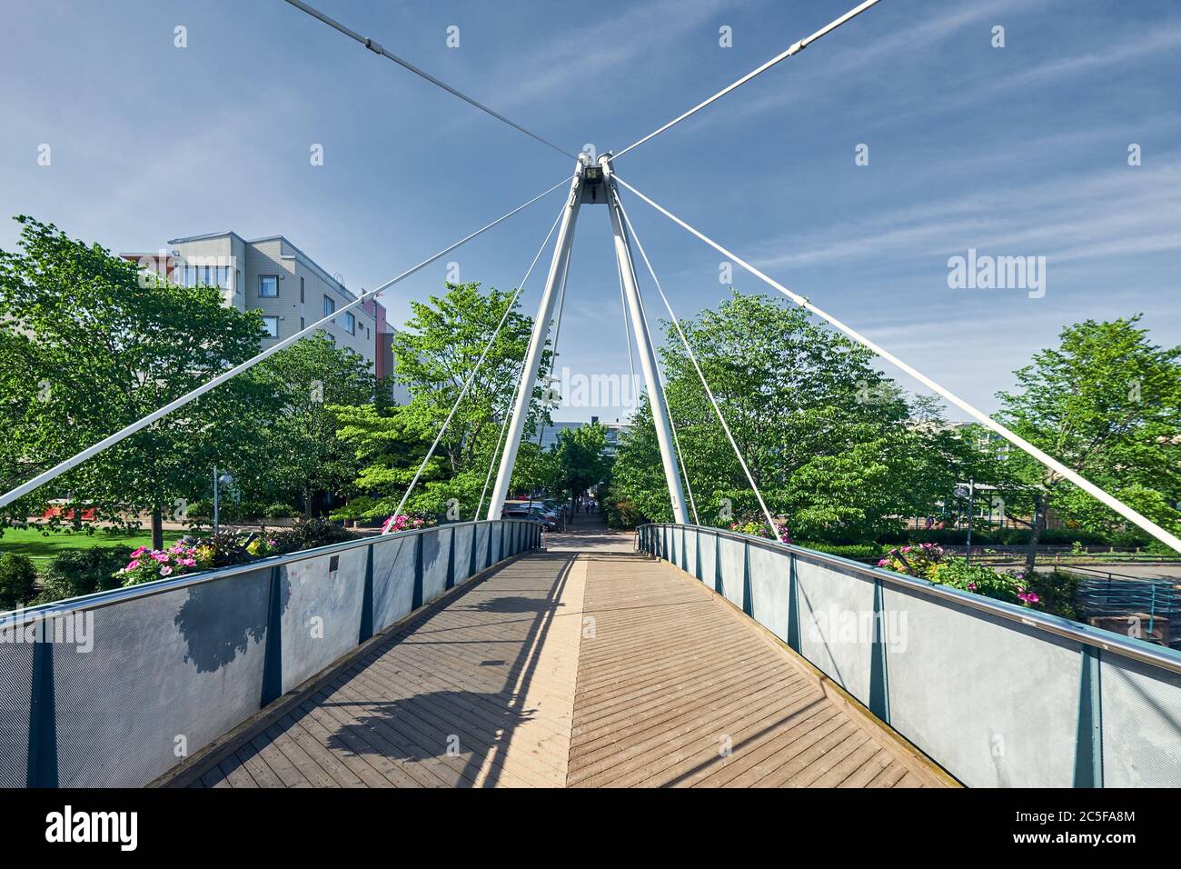 Pedestrian bridge on the Ruoholahti Canal, Helsinki, Finland Stock ...