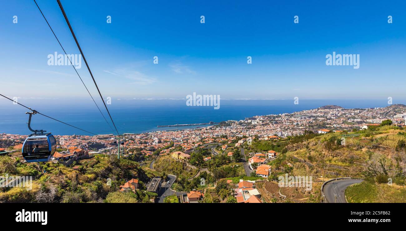 Cable car to Monte, city view, Funchal, Madeira Island, Portugal Stock ...