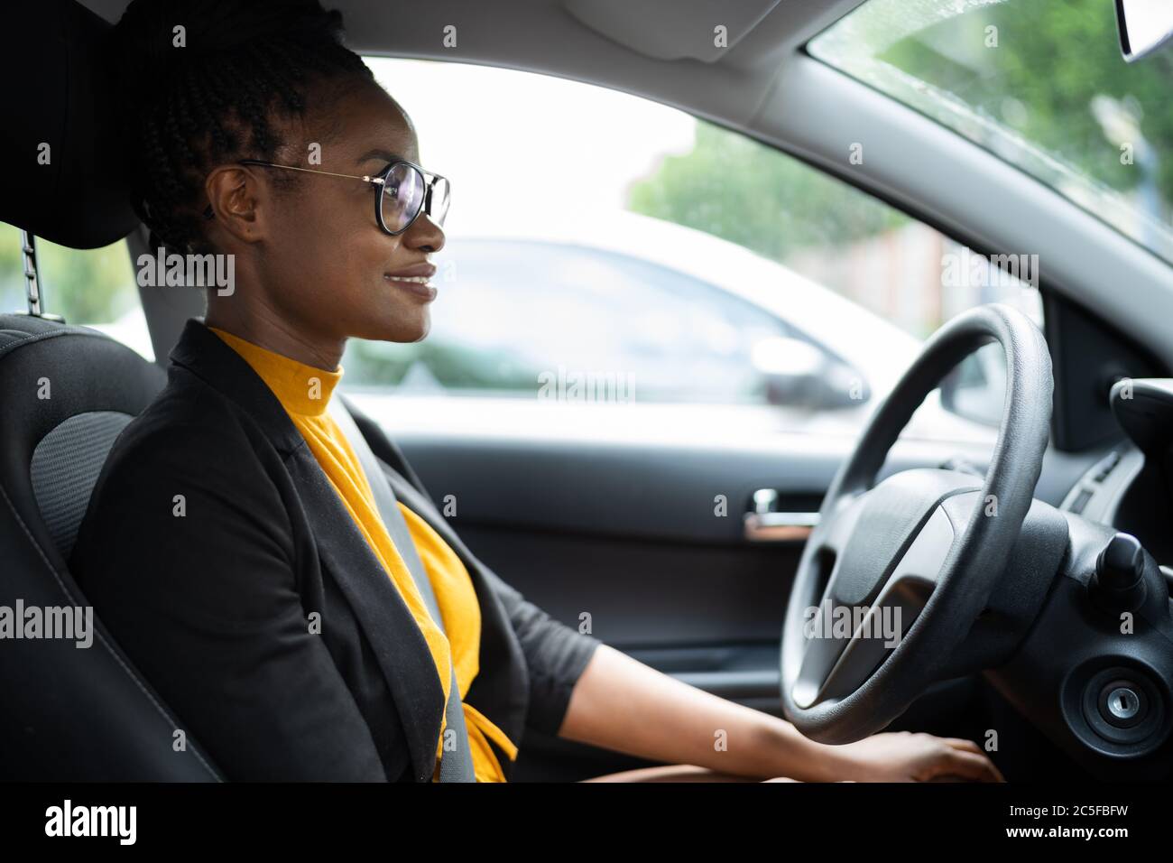 Autonomic Car Self Driving. Sitting Bored Inside Stock Photo - Alamy