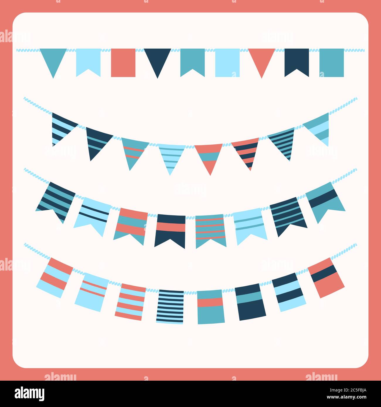 Set of bunting and garland in retro colors. Vector illustration Stock ...