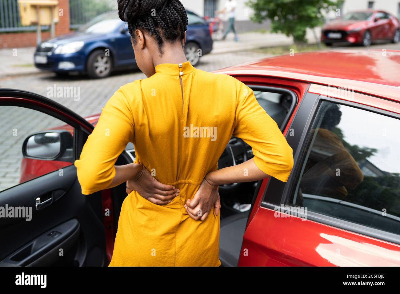 Car Driving Pain Back Injury. Bad Posture Stock Photo - Alamy