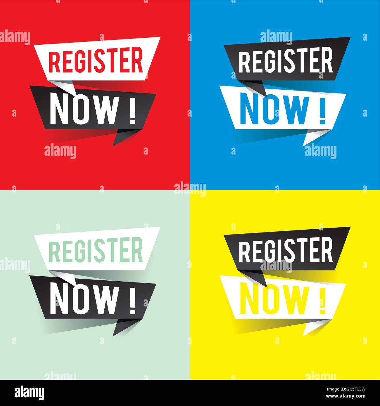 Modern design register now text on speech bubbles concept. Vector ...