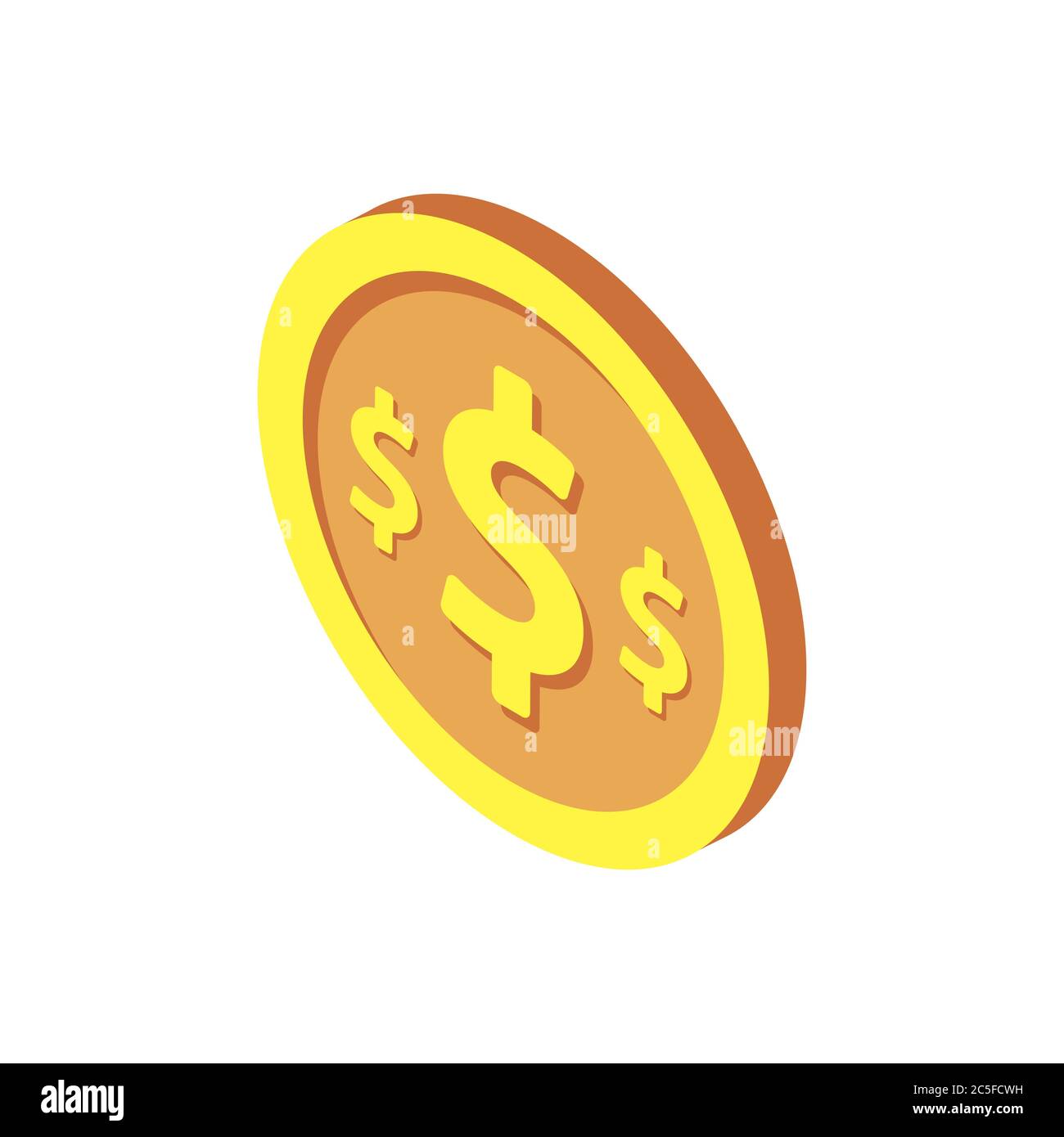 Gold coin on white background. Vector illustration in trendy Isometric ...
