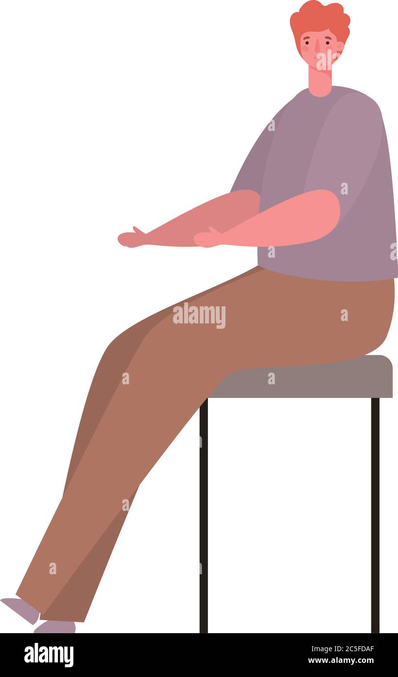 Avatar man sitting in chair design, Boy male person people human social ...
