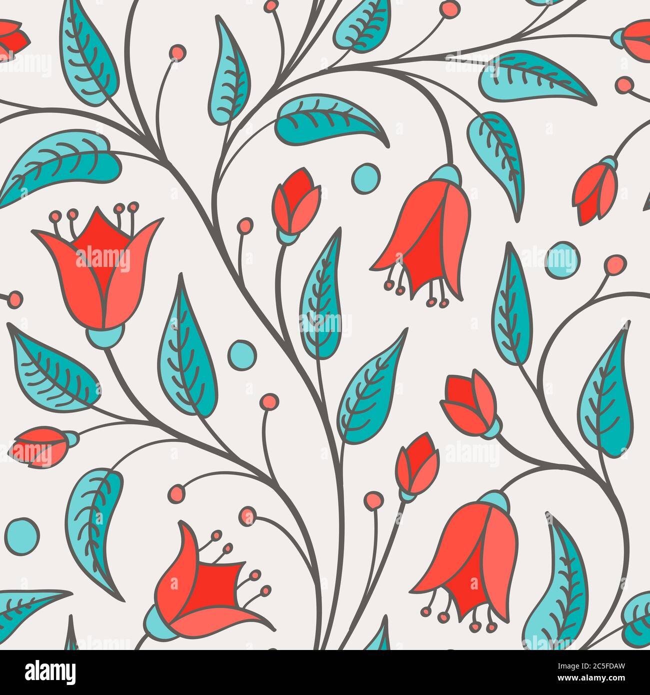 Seamless floral pattern with colorful flowers. For wallpaper, pattern fills, web page background ...