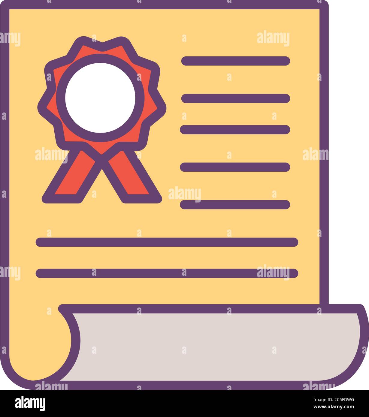 School diploma line and fill style icon design, education class lesson ...