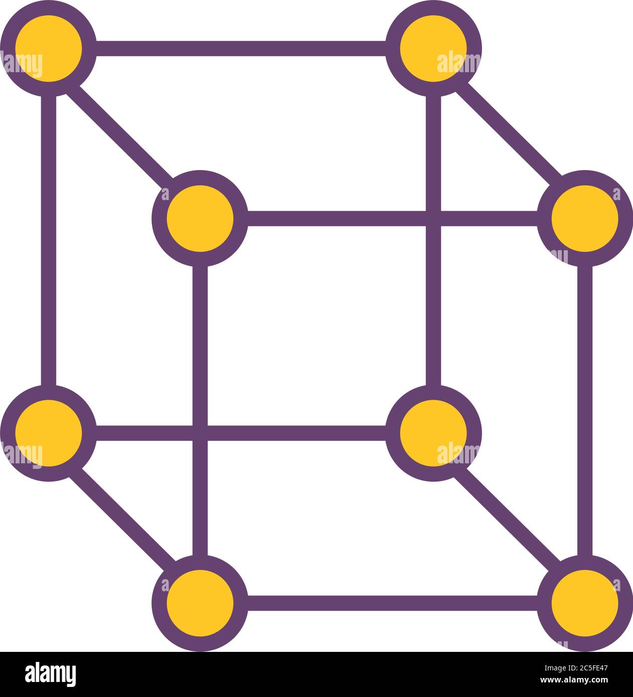 Square atom line and fill style icon design, science chemistry and ...