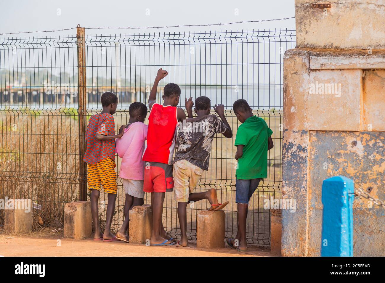 Bissau, Guinea-Bissau - January 5, 2020: group of African Kids in rural ...