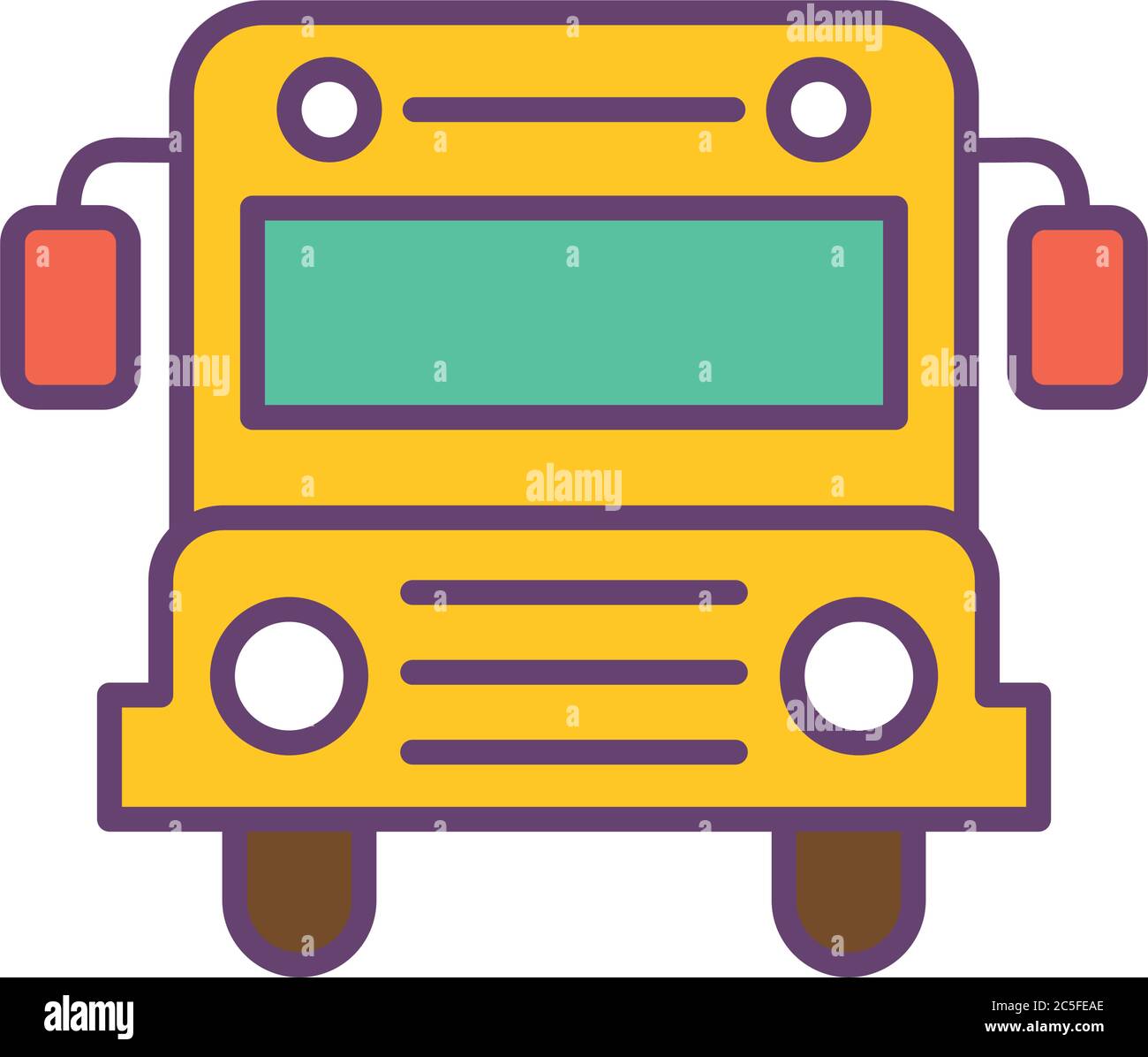 School bus line and fill style icon design, education class lesson ...