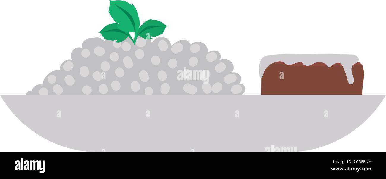 rice and meat on plate design, food eat restaurant and menu theme ...