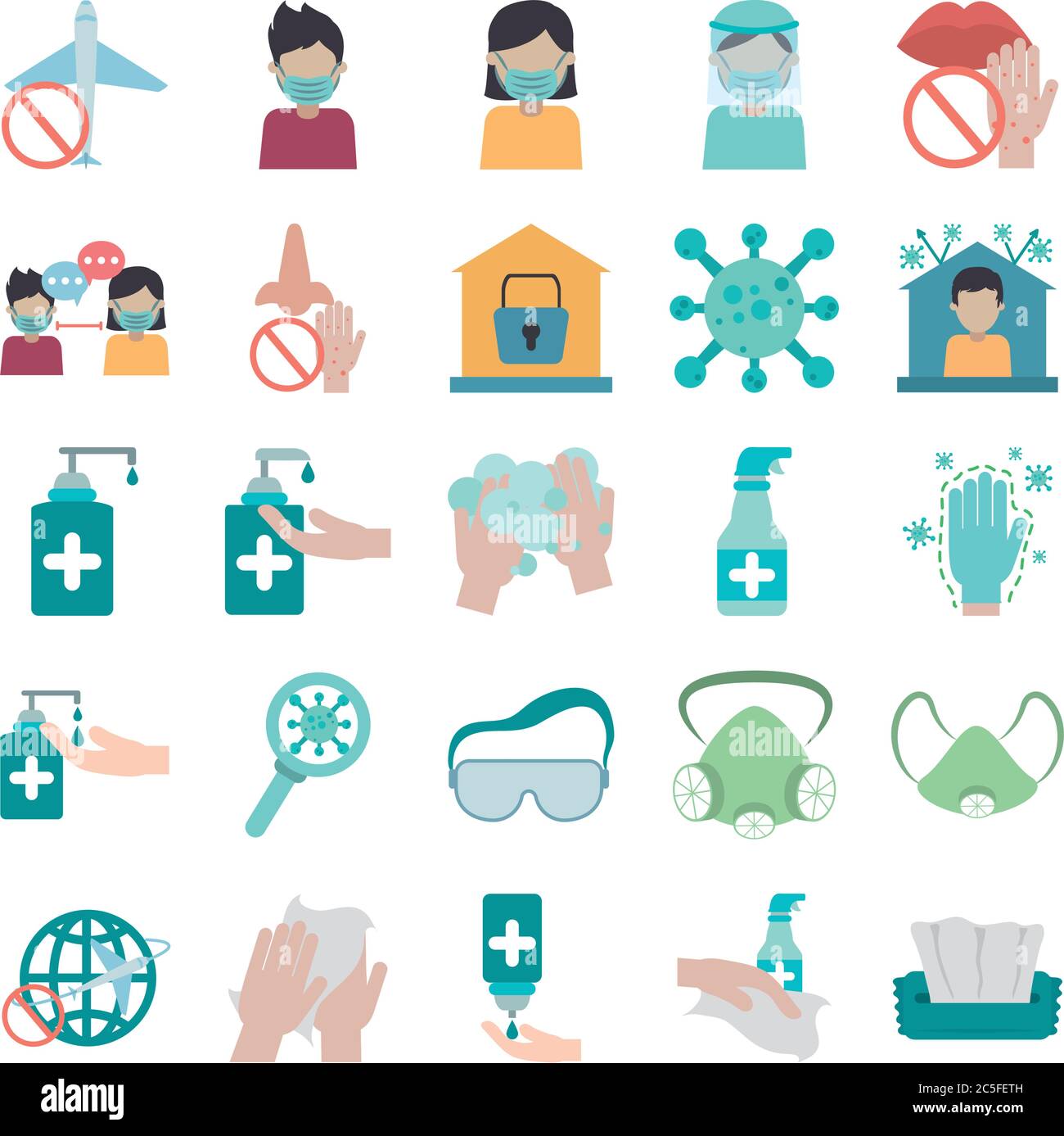 covid 19 coronavirus, prevention outbreak disease pandemic virus icons ...