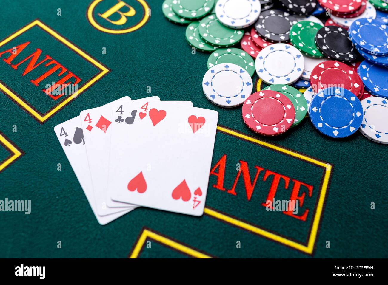 Poker chips on a table at the casino Stock Photo - Alamy