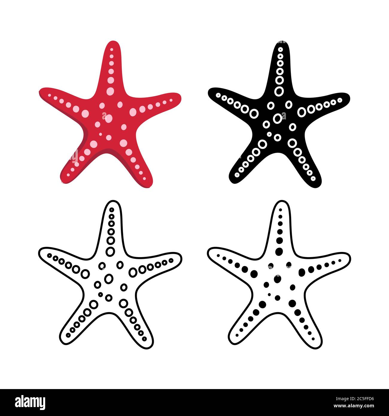 Set of starfish for summer design elements. Trendy flat style for ...