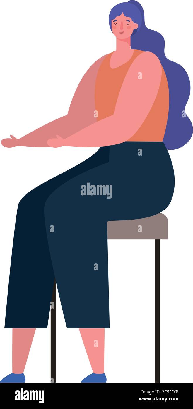 Avatar woman sitting in chair design, Girl female person people human ...