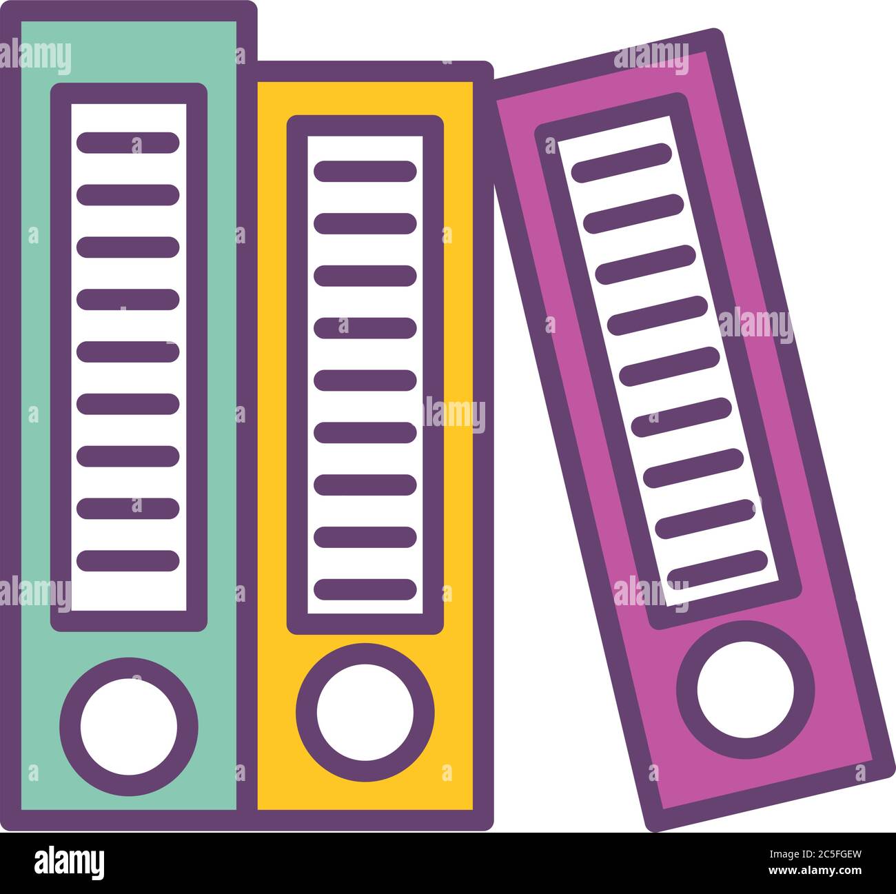 Files line and fill style icon design, Document data archive storage organize business office ...