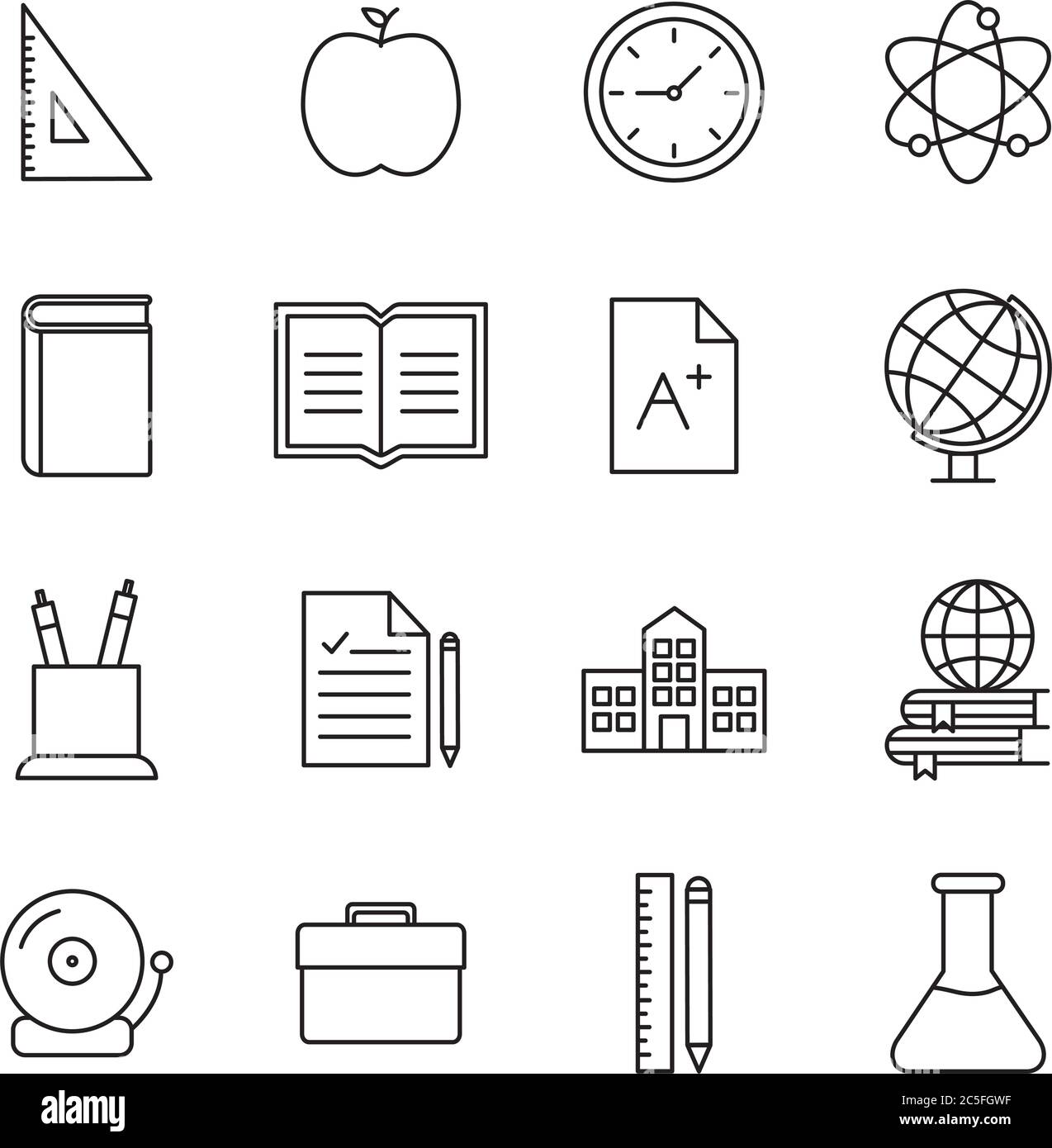 School line style icon set design, education class lesson knowledge ...