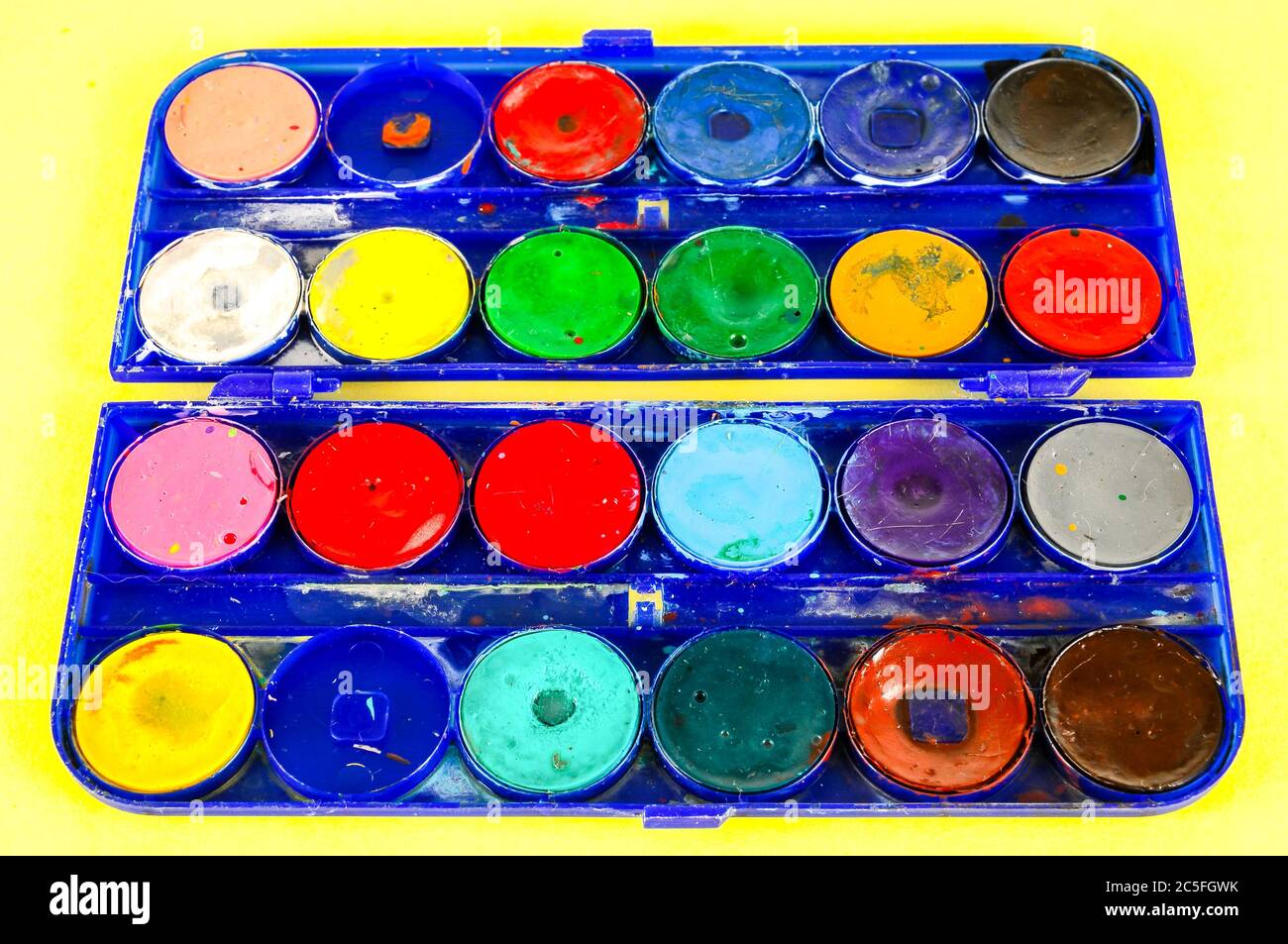 Used vintage Simple set of watercolour paints palette Stock Photo - Alamy