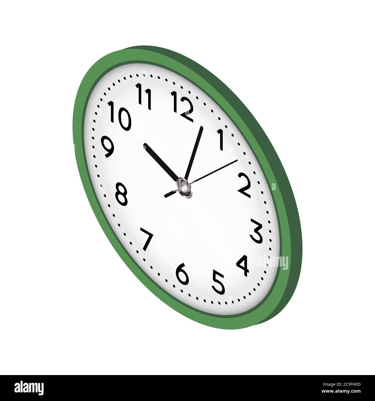 Isometric of Vector simple classic green round wall clock isolated on ...