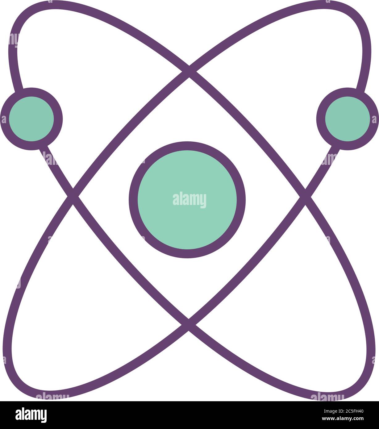 Atom line and fill style icon design, science chemistry and molecular ...