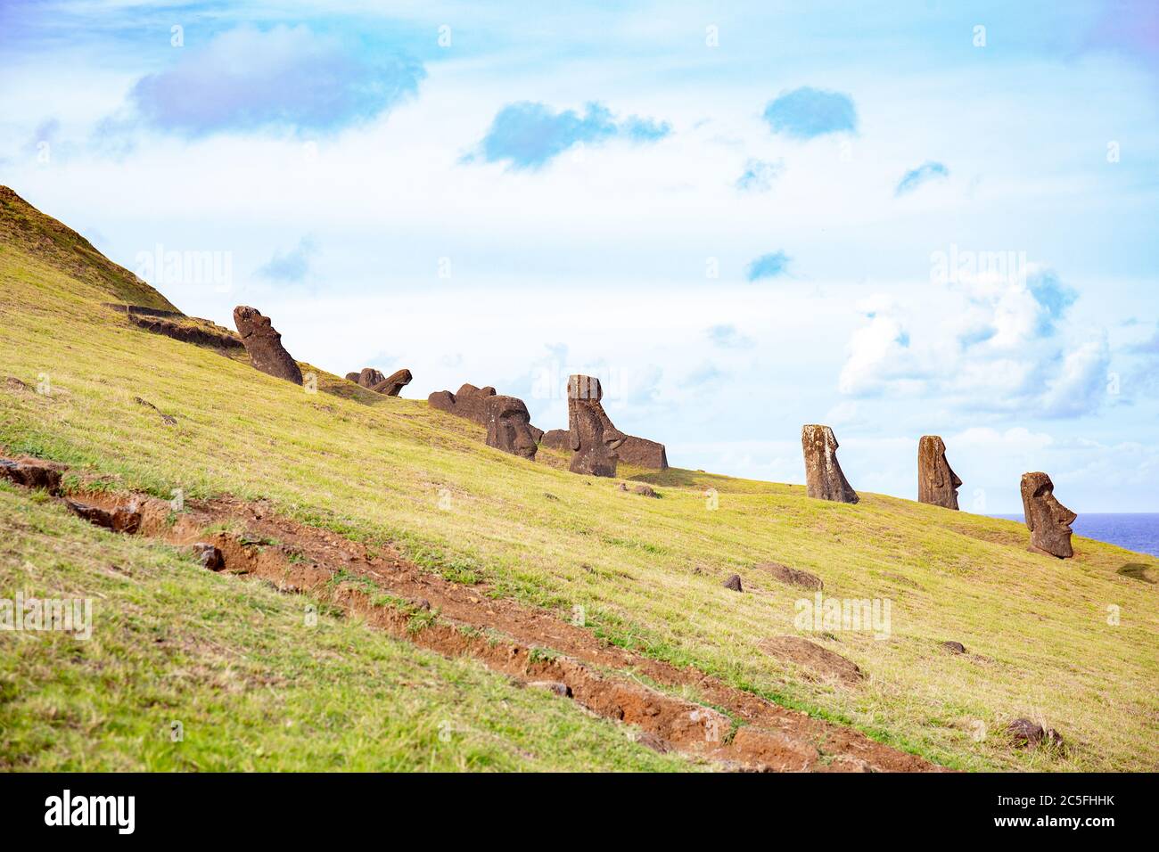 Stone statues Moai on Easter Island Rapa Nui Stock Photo - Alamy