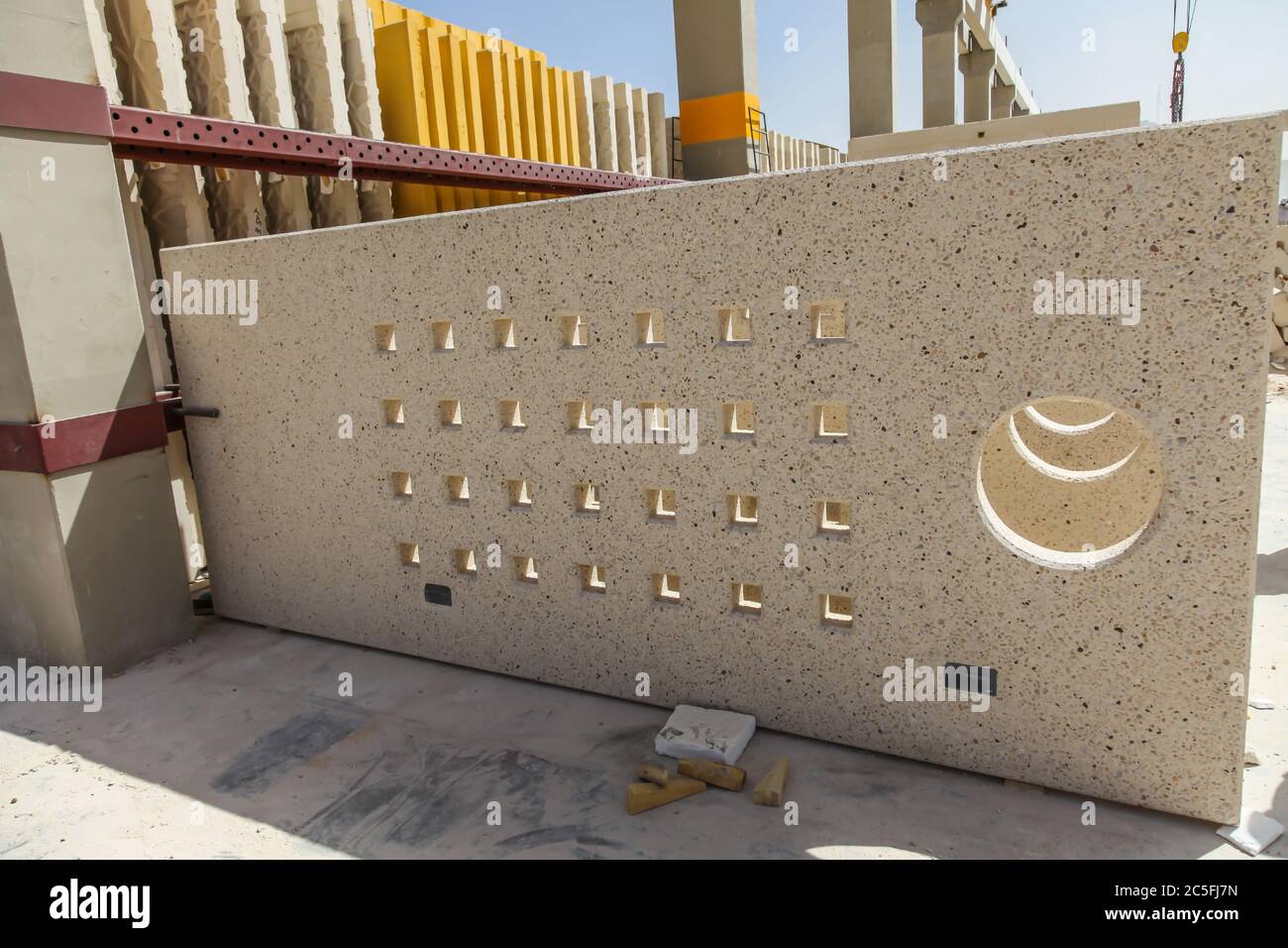 Precast concrete walls in element stock ready for transport to the ...