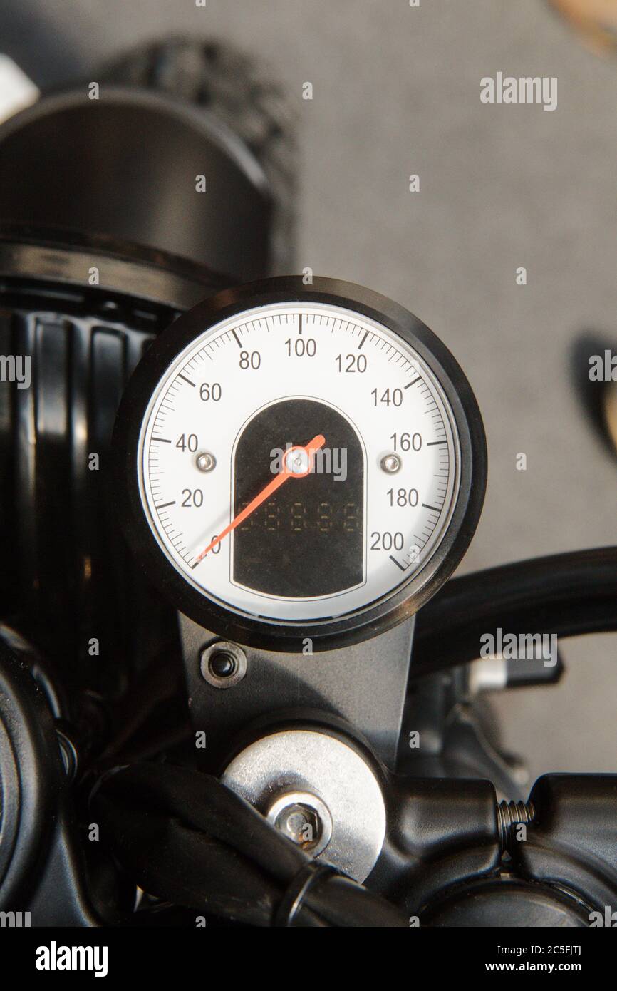 close up detail image of speedometer dial on a motorbike Stock Photo ...