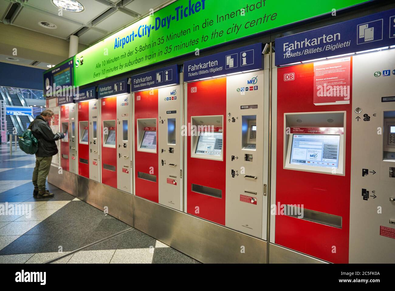 MUNICH, GERMANY - CIRCA JANUARY, 2020: self service ticket machines at ...