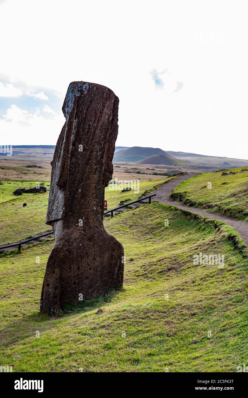 Stone statues Moai on Easter Island Rapa Nui Stock Photo - Alamy