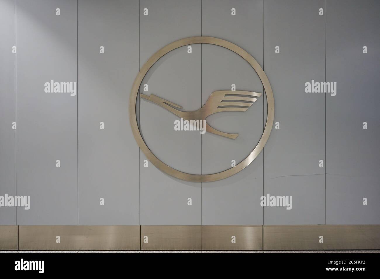 MUNICH, GERMANY - CIRCA JANUARY, 2020: Lufthansa sign seen on a wall in ...