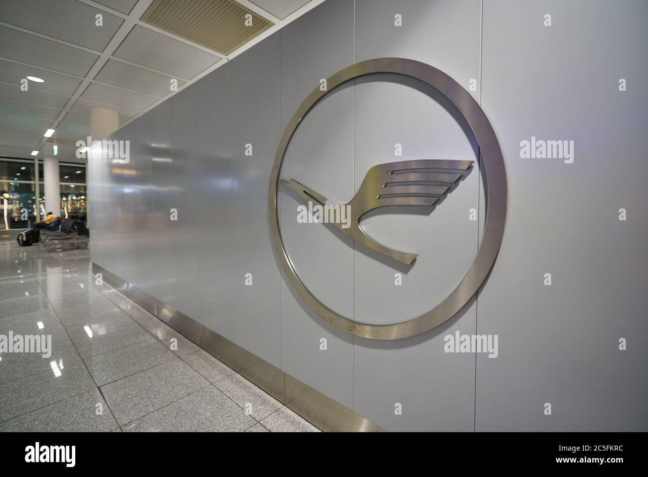 MUNICH, GERMANY - CIRCA JANUARY, 2020: Lufthansa sign seen on a wall in ...
