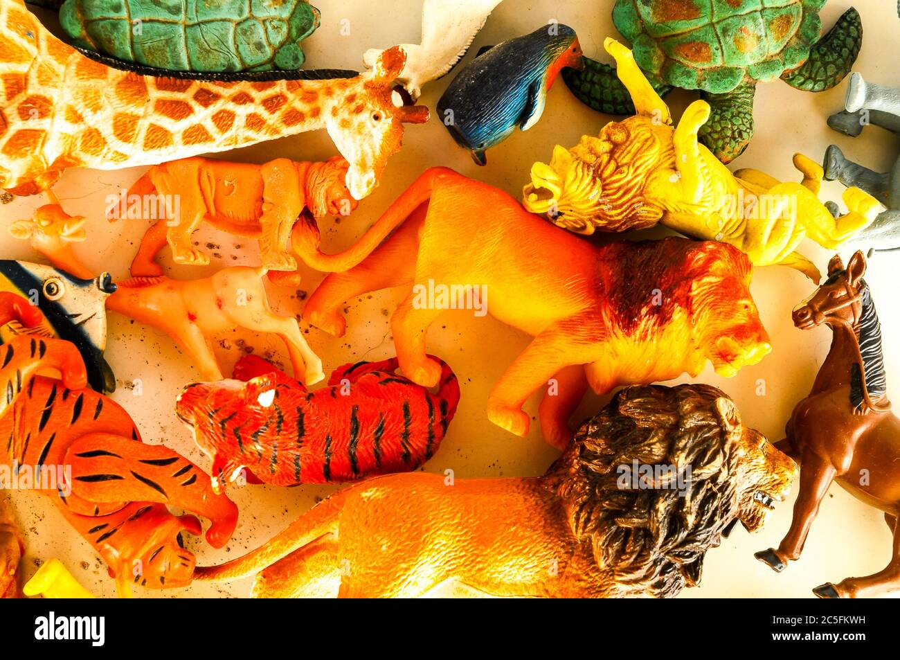 Close-up of plastic animal Object on a White Background Stock Photo - Alamy
