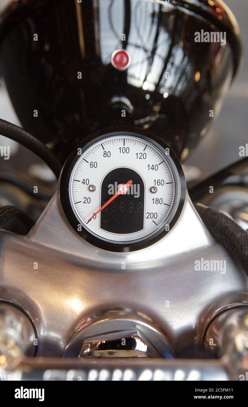 close up detail image of speedometer dial on a motorbike Stock Photo ...