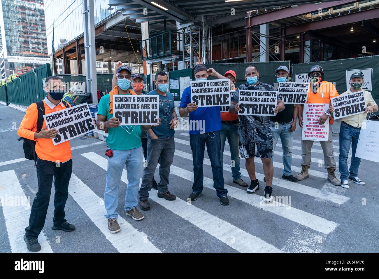 New York NY, July 2, 2020: Cement and concrete laborers call strike in ...
