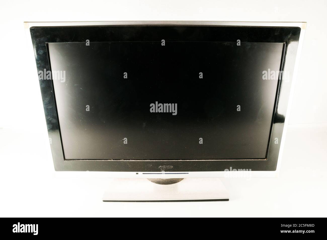 Black LCD tv slim screen monitor on white background Stock Photo - Alamy