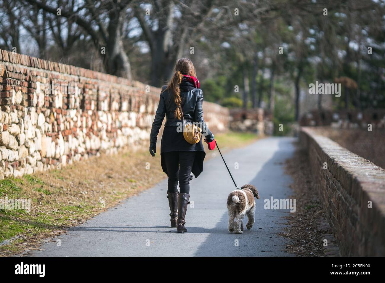 Woman small dog park hi-res stock photography and images - Alamy