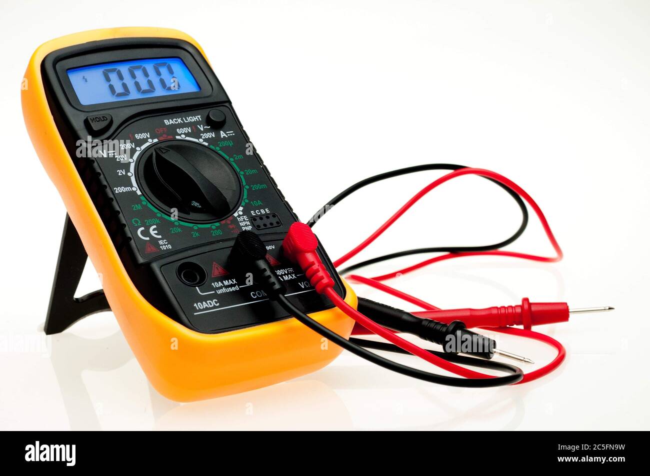 Digital Multimeter with blue screen readout Stock Photo - Alamy