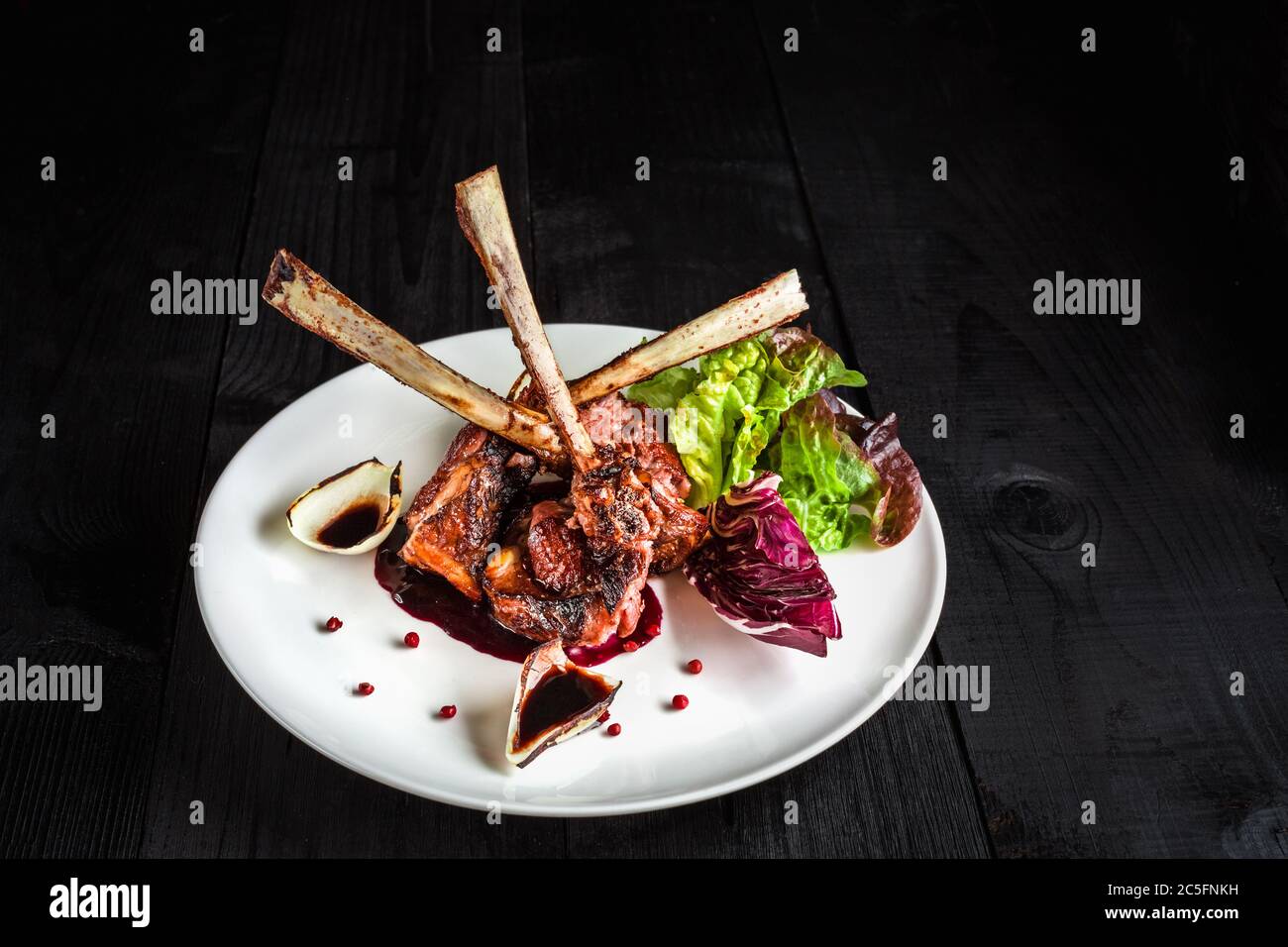 Gourmet Main Entree Course Grilled rack of lamb Stock Photo - Alamy