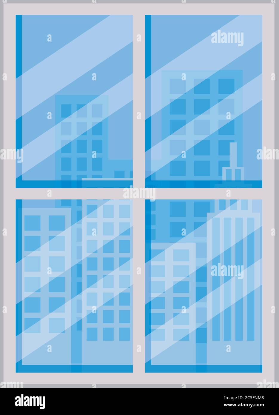 Buildings on window design, City architecture urban modern downtown ...
