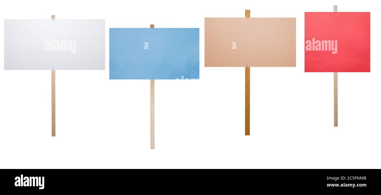 blank protest signs isolated on white background Stock Photo - Alamy