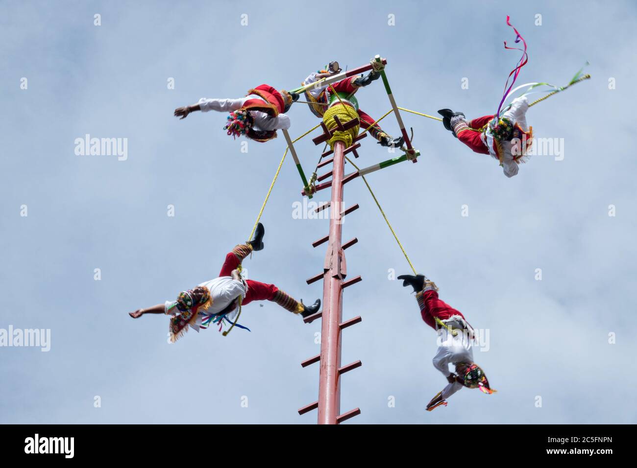 The famous Voladores de Papantla, the Papantla Flyers, perform their ...