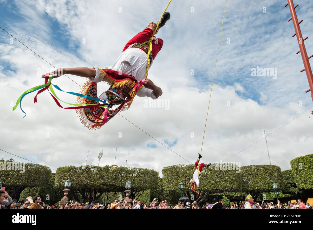 The famous Voladores de Papantla, the Papantla Flyers, perform their ...