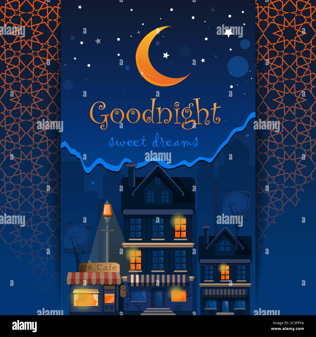 Lights and lights at night architecture Stock Vector Images - Alamy