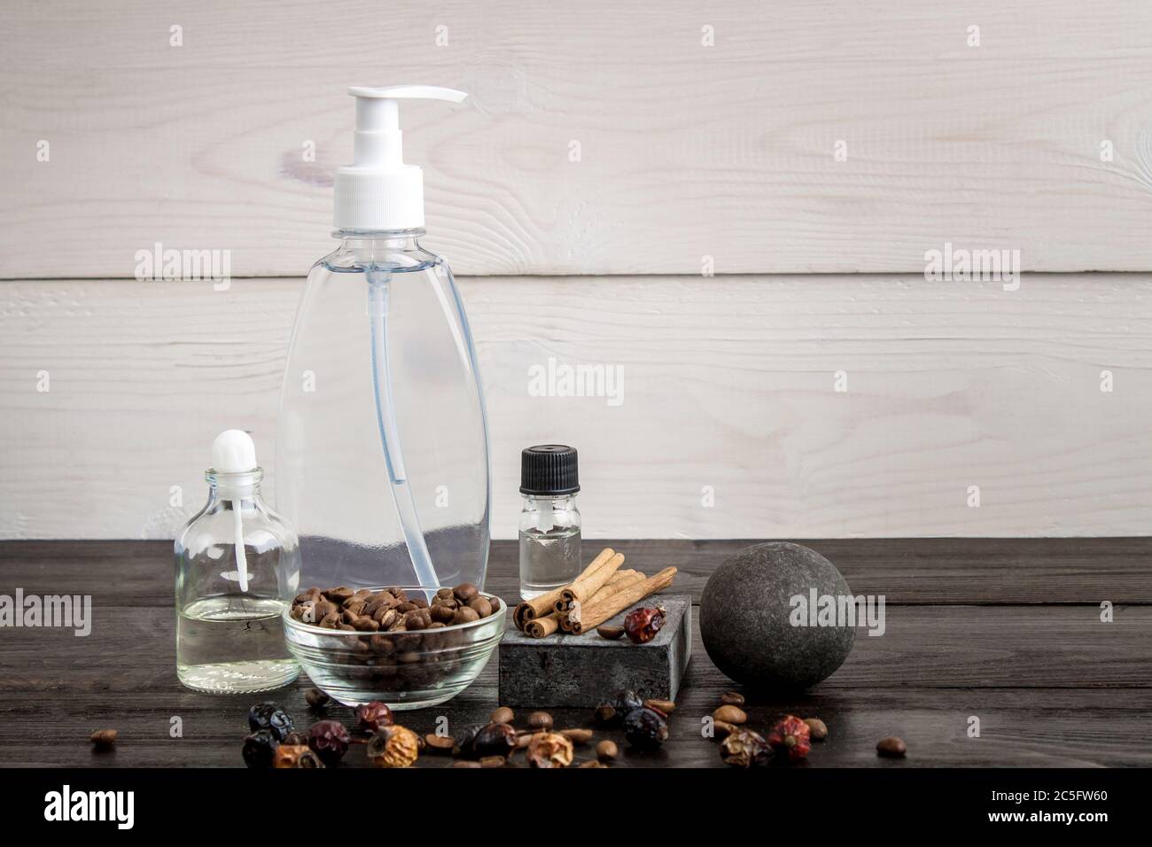 Everything you need to have great coffee bath. Still life Stock Photo ...